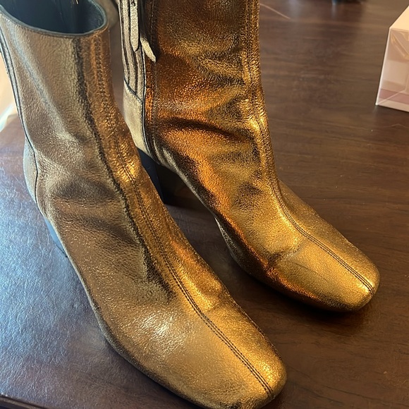 Boden | Shoes | Gold Boots Worn Only One Time Zip Up Side | Poshmark